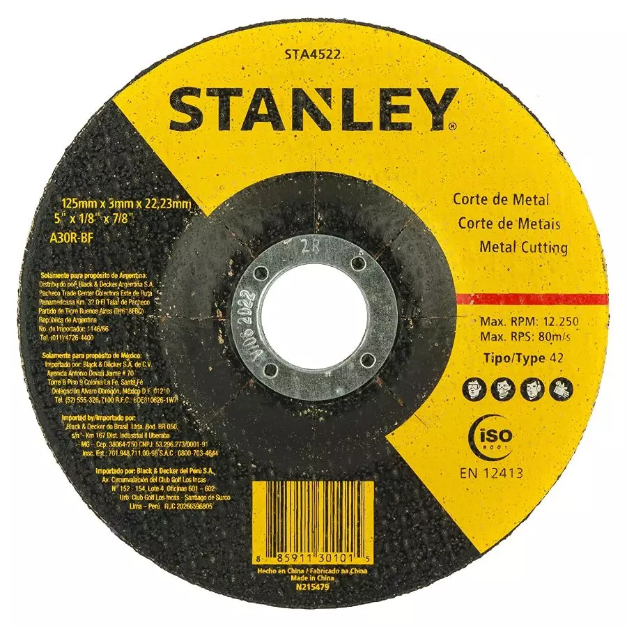 Buy Stanley 5 Inch (125mm) T42 Metal Grinding Wheel STA4522-IN Online ...