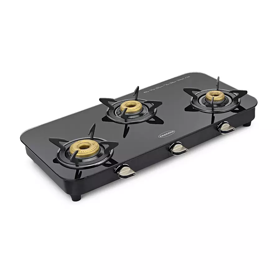 Buy Padmini 3 Burner Auto Black Toughened Glass Cooktop CS 3GT Lotus ...