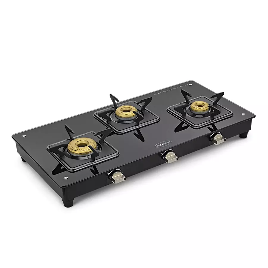 Buy Padmini 3 Burner Manual Black Toughened Glass Cooktop CS 3GT Elite ...