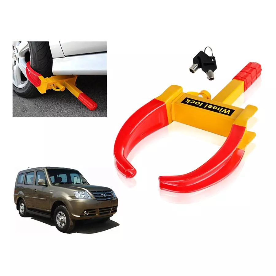 Buy Auto Pearl Claw Type Adjustable Anti Theft Yellow, Red Wheel Clamp ...