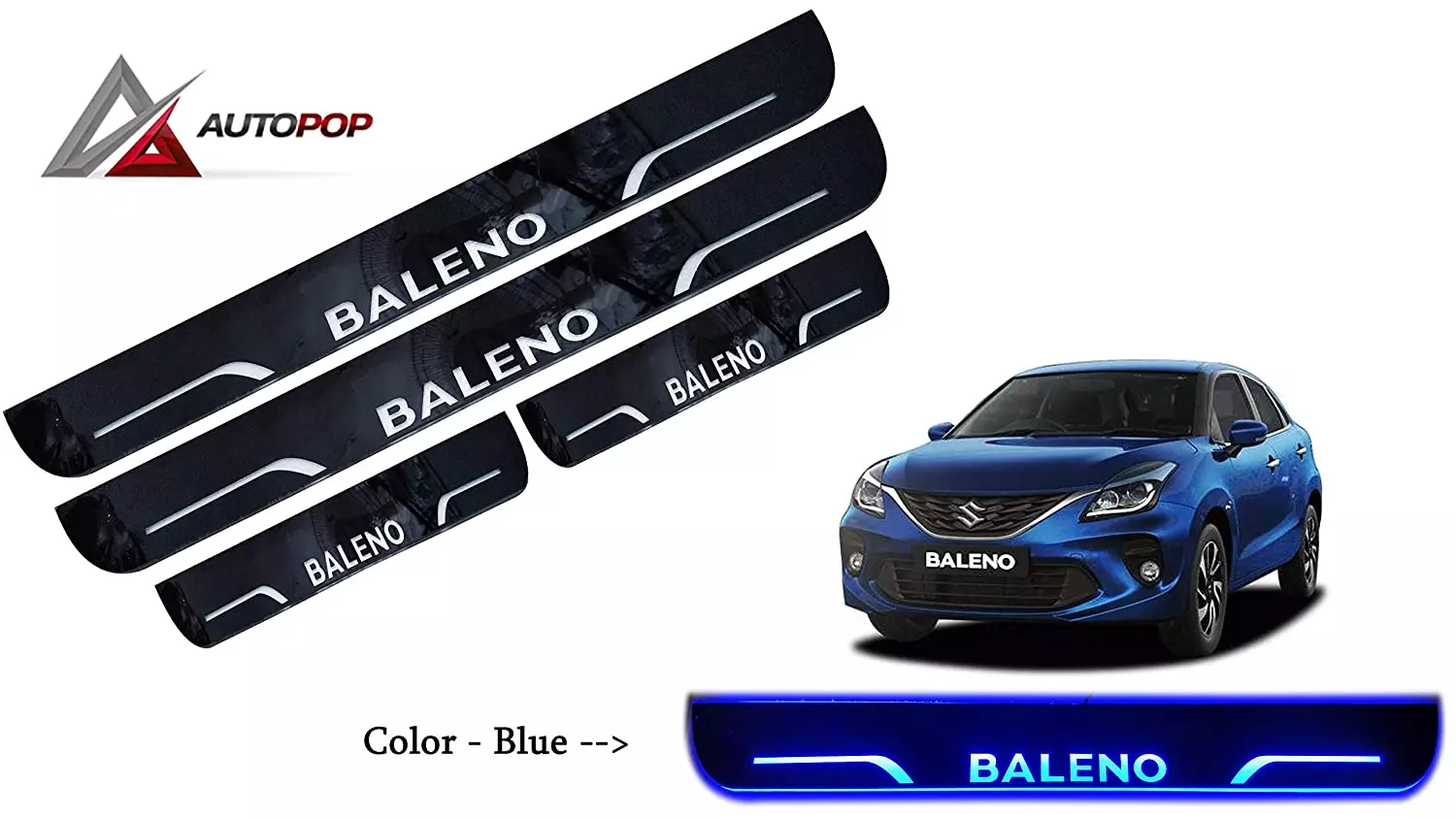 Buy Ib basic Mirror Black LED Footstep Sill Plate for Maruti Suzuki ...