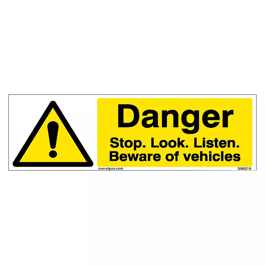 Buy SUNSIGNS Danger Stop Look Listen Beware Of Vehicles Signages Size ...