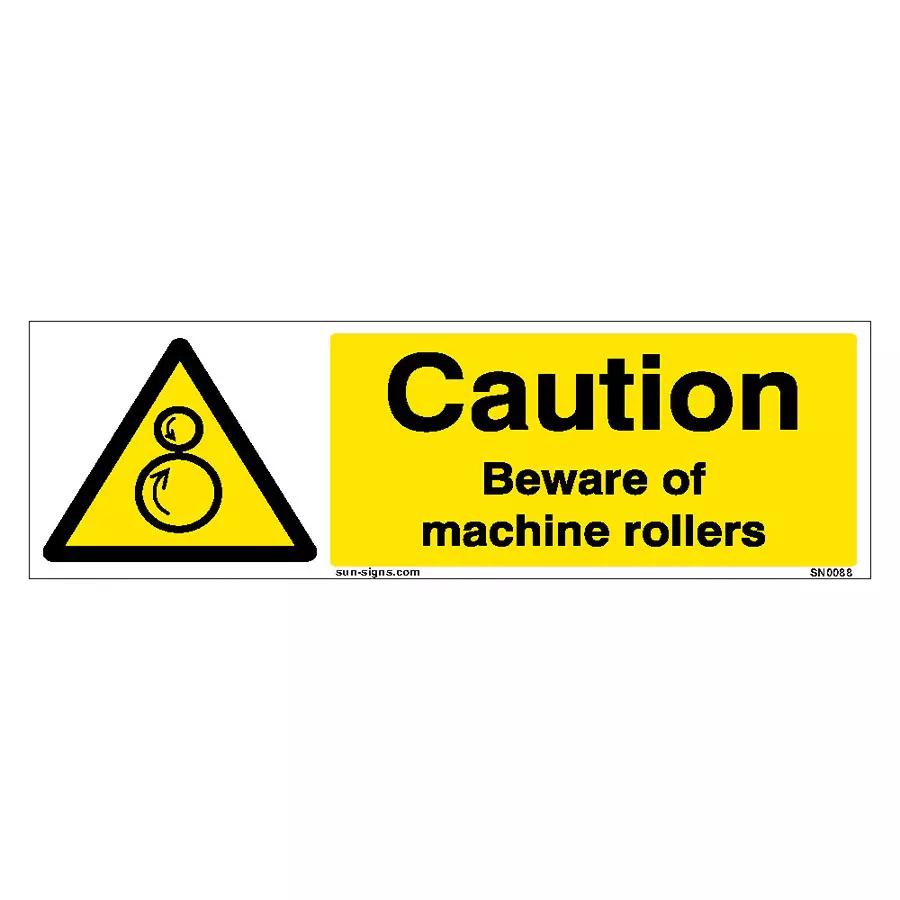 Buy SUNSIGNS Caution Beware Of Machine Rollers Signages Size 450x150 mm ...