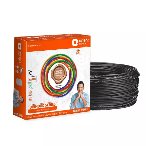Buy Orient Diamond 6 mm 1 Core Flame Retardant (FR) Wire Black (90 m) Online in India at Best Prices