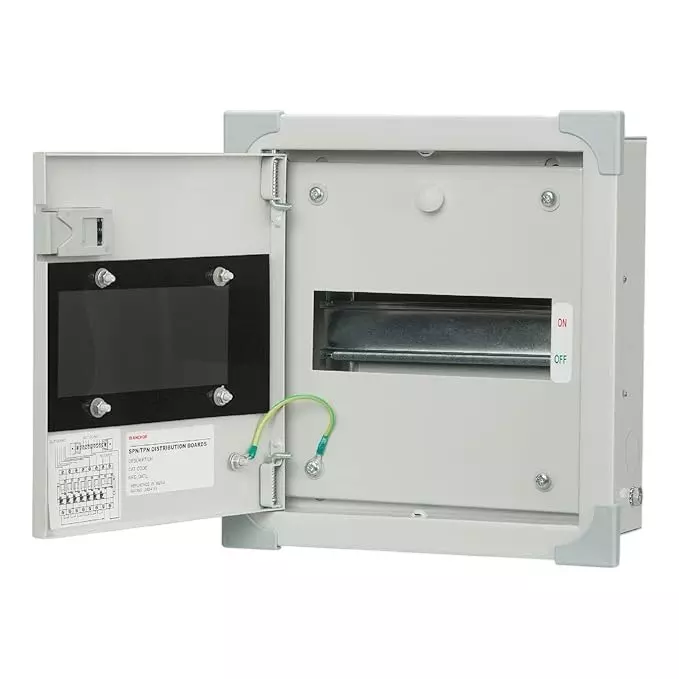 Buy Anchor UNO Acrylic Distribution Board Grey Double Door 6 Way Metal ...