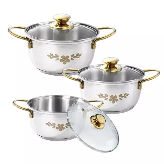 Buy Wonderchef Gold Stanton 1.6, 2.3 & 3.1 L Casserole Set with Glass ...