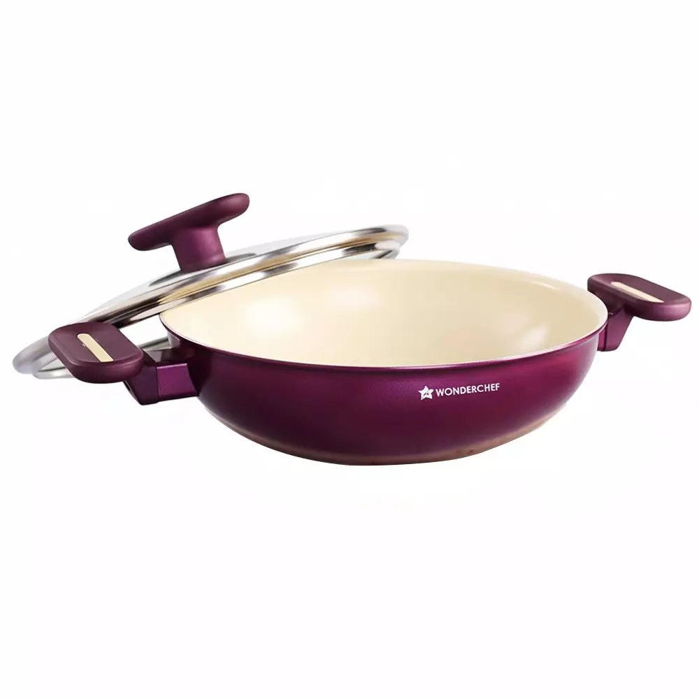 Buy Wonderchef Bellagio Kadhai with Glass Lid 24 cm Pure Grade ...