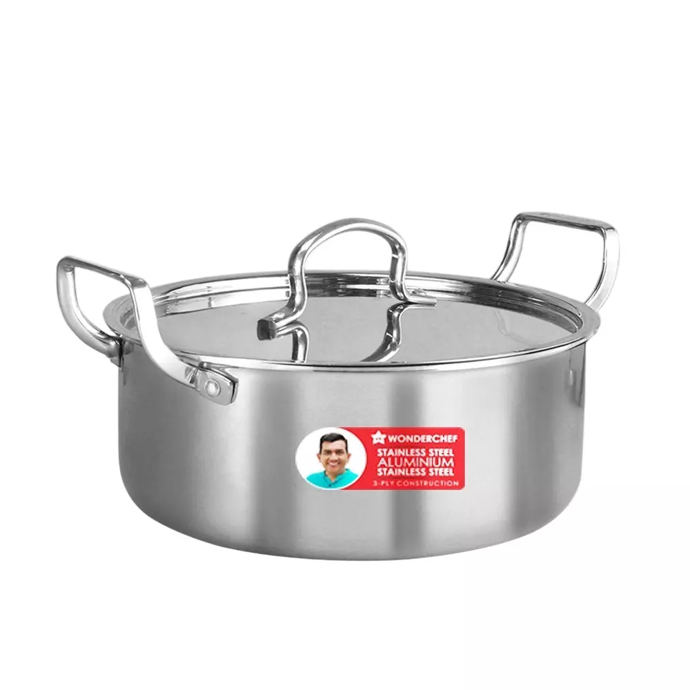 Buy Wonderchef Stella Casserole with Lid 22 cm 3.5 L Non-Toxic Triply ...