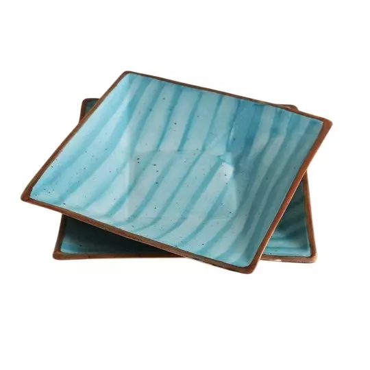 Buy Wonderchef Teramo Square Platter 20.30x20.30x3.6 cm Stoneware Blue ...