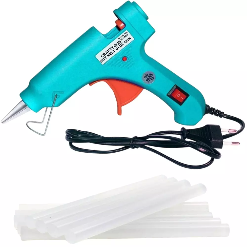 Buy CRAFTYGUN 20 W Standard Temperature Mini Glue Gun with 8 Sticks Turquoise 7 mm Stick ...