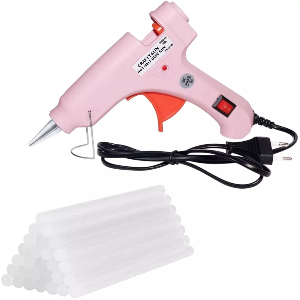 Buy CRAFTYGUN 20 W Mini Glue Gun with 30 Sticks Pink 7 mm Stick ...