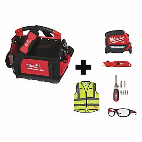 Buy Milwaukee Tool Tote General Purpose Red 31 Pockets, 349FA9 Online ...