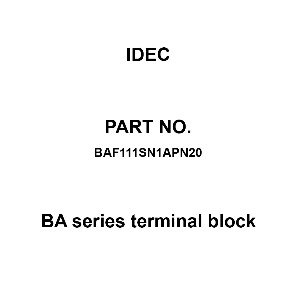 Buy IDEC Ba Series Terminal Block 1000 V, BAF111SN1APN20 (Pack of 20 ...