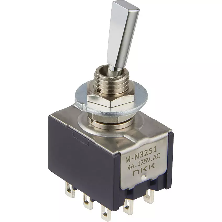 Buy NKK SWITCHES Toggle Switch 3 Pole Flat Lever Mechanism, M-N32G4E ...