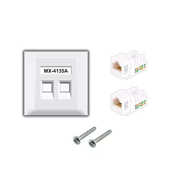 Buy MX Dual Port Face Plate with Shutter & Screws + MX UTP CAT-6A ...