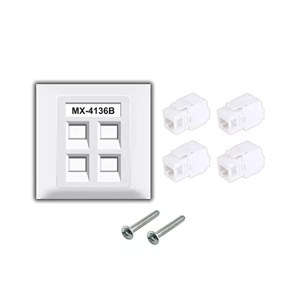Buy MX Four Port Face Plate with Shutter & Screws + MX UTP CAT-6A ...