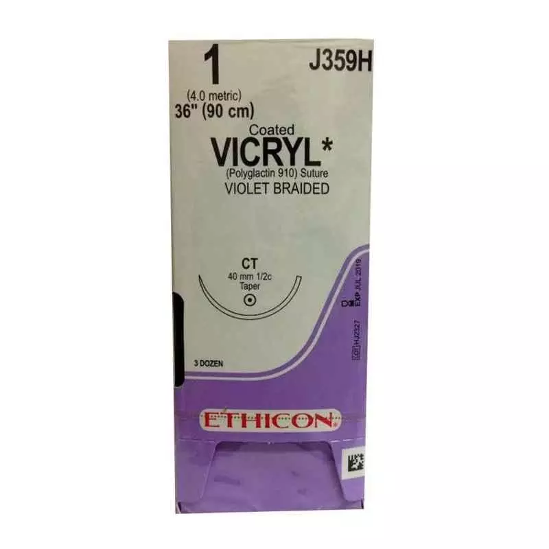 Buy Ethicon NW2826 35 cm 1 USP Violet Vicryl Absorbable Braided Suture (Pack of 12 Pcs) Online ...