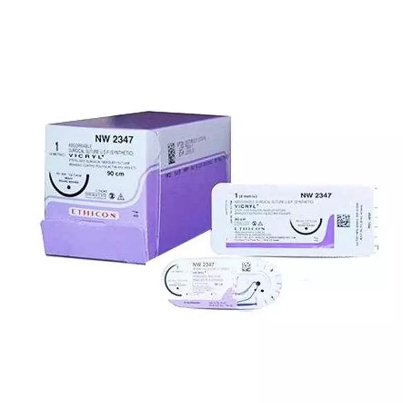 Buy Ethicon NW2347 2-0 USP Vicryl 1/2 Circle Round Body Suture (Pack of 12 Pcs) Online in India ...