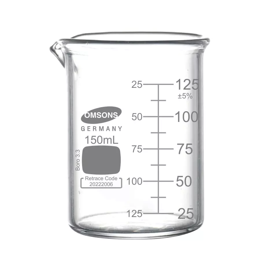 Buy Omsons Germany 150 ml Class A Clear Beaker with Spout 240/6 Pack of ...