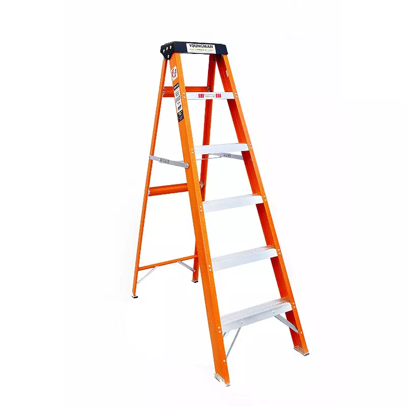 Buy Youngman 6 Steps Fiberglass Electric Shockproof Ladder Orange ...