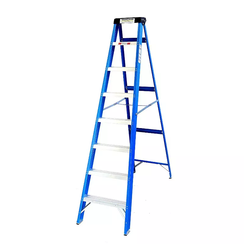 Buy Youngman 8 Steps Fiberglass Electric Shockproof Ladder Blue Online ...