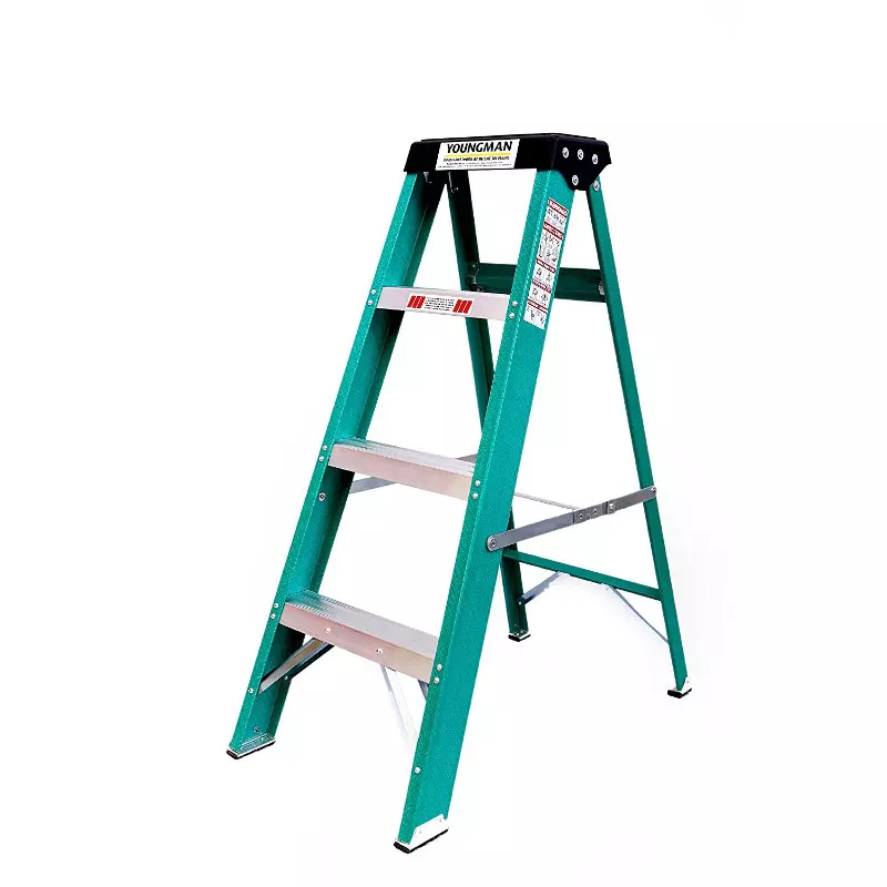 Buy Youngman 4 Steps Fiberglass Electric Shockproof Ladder Green Online ...