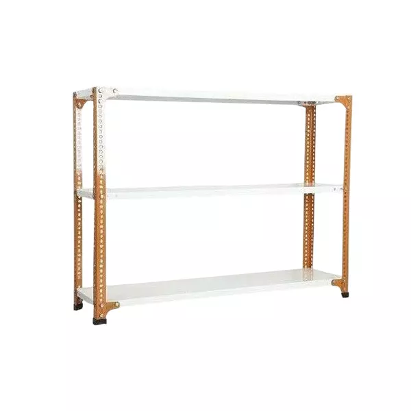 Buy Spacious Luggage Rack Iron Orange and Ivory 3 Shelves 18x36x61 inch ...