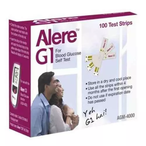 Buy Alere G1 Blood Glucose Monitor Test Strips, AGM-4000 (Pack of 100 ...