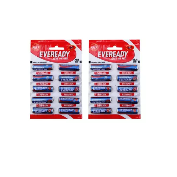 Buy Eveready Blue AA Size, 1.5 V Zinc Carbon 10 Pcs Battery Pack (Combo ...