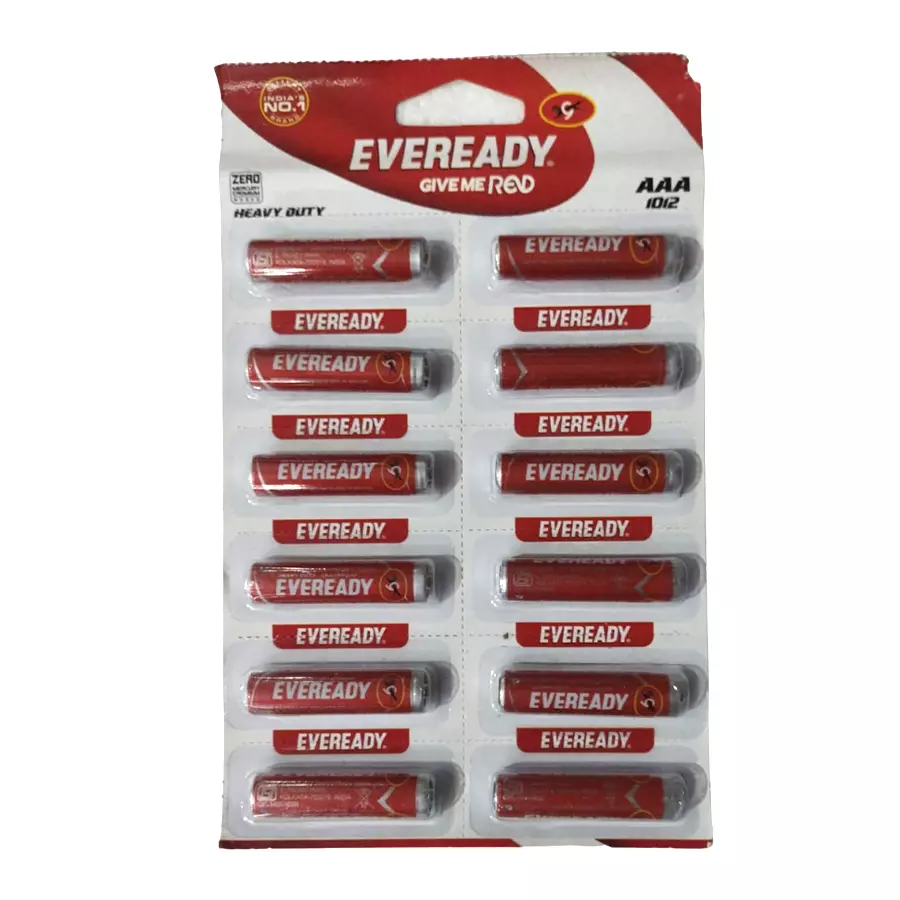 Buy Eveready Red AAA Zinc Carbon Batteries (Pack of 12) Online in India ...