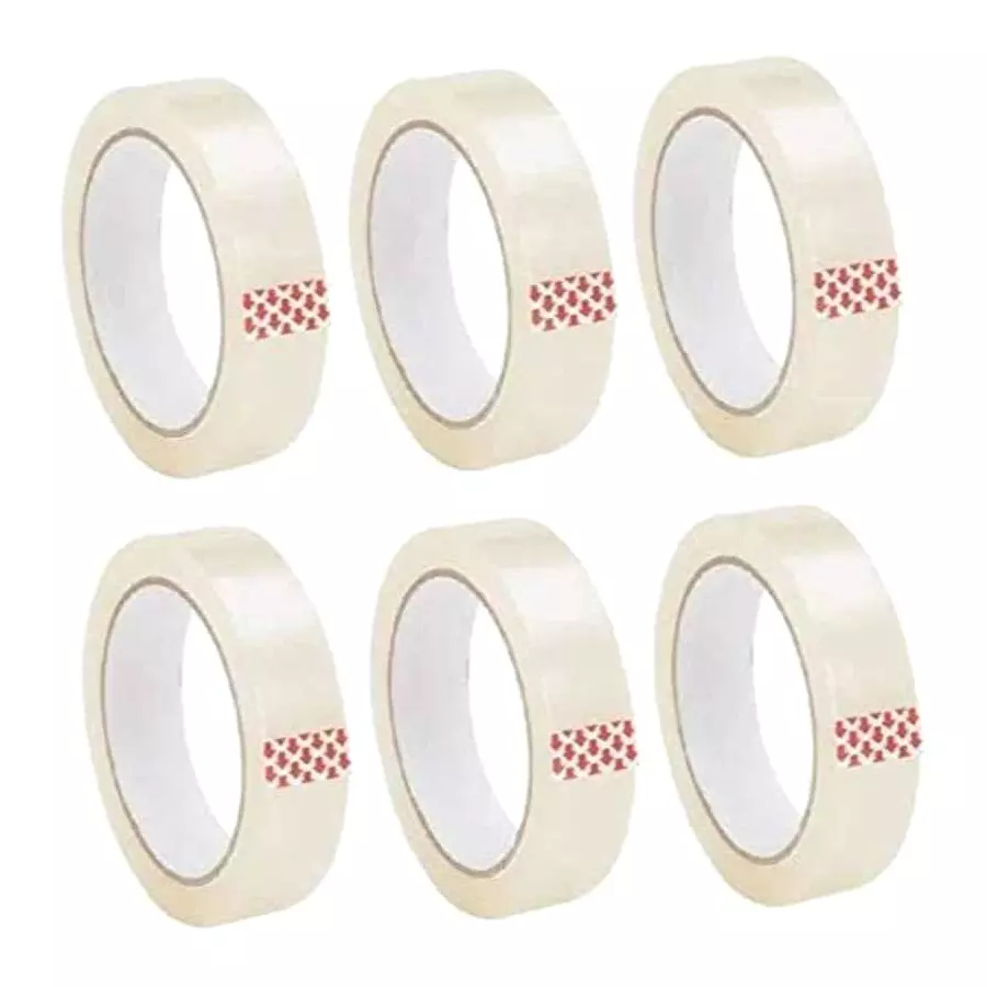Buy Veeshna Polypack 65 Meter x 1 inch Tape Self Adhesive Transparent Tape T24X6501 (Pack of 6 ...