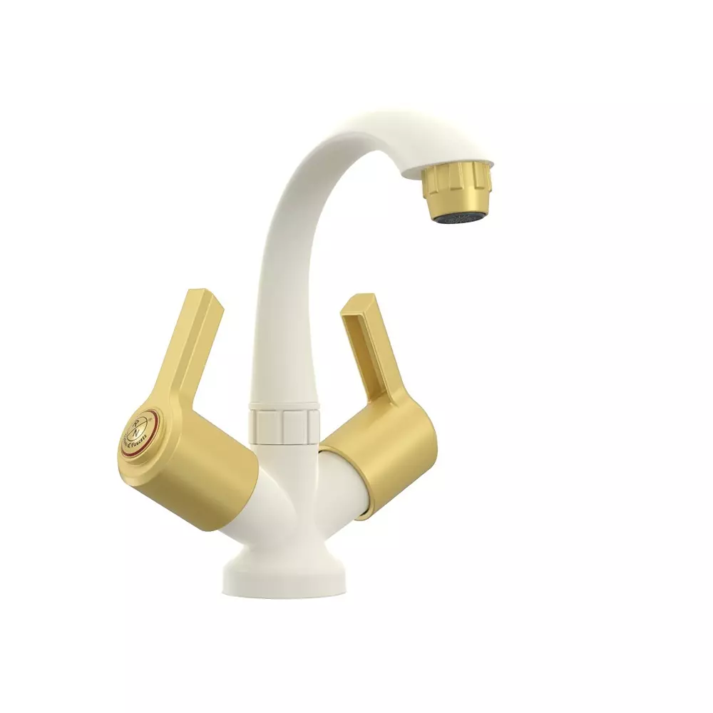 Buy RN Foam Flow Center Hole Basin Mixer Tap PTMT Ivory Bright Gold 1/2 ...
