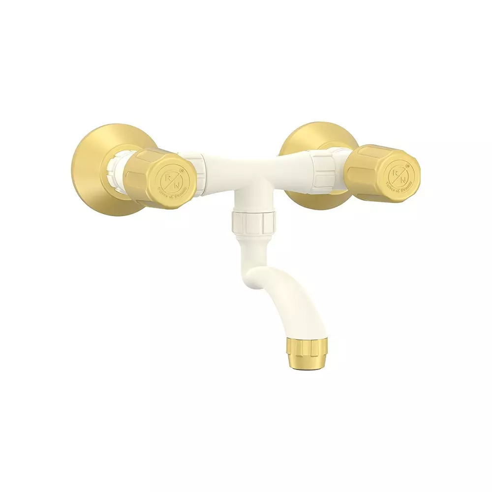 Buy RN Wall Mixer Non Telephonic Tap PTMT Ivory Bright Gold 1/2 Inch ...