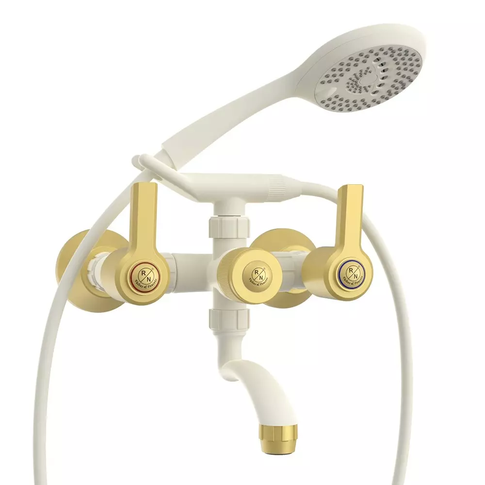 Buy RN Wall Mixer Telephonic Tap With Crutch PTMT Ivory Bright Gold 1/2 ...
