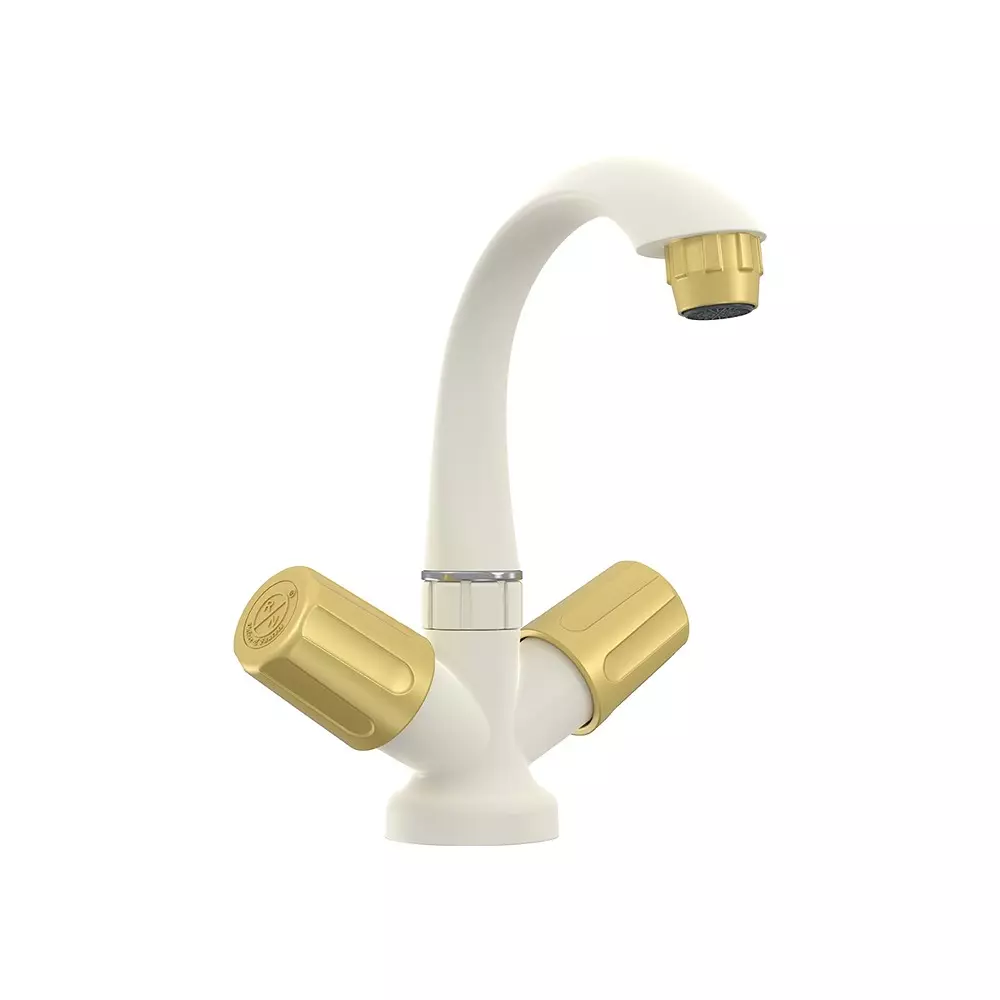 Buy RN Foam Flow Center Hole Basin Mixer Tap PTMT Ivory Bright Gold 1/2 ...