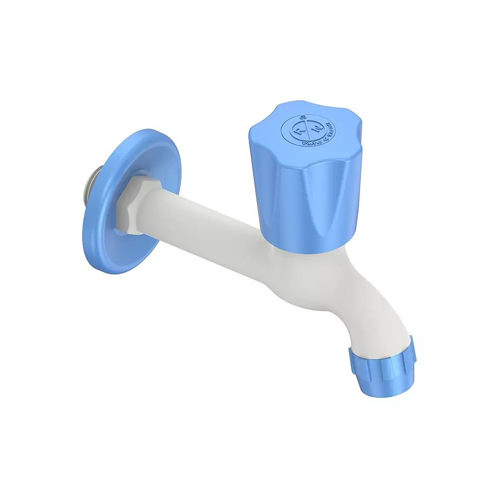 Buy RN Foam Flow Long Body Tap With Flange PTMT White Blue 1/2 Inch (15 ...
