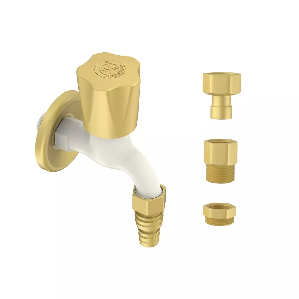 Buy RN Washing Machine Faucet Tap Kit PTMT Ivory Bright Gold 1/2 Inch ...