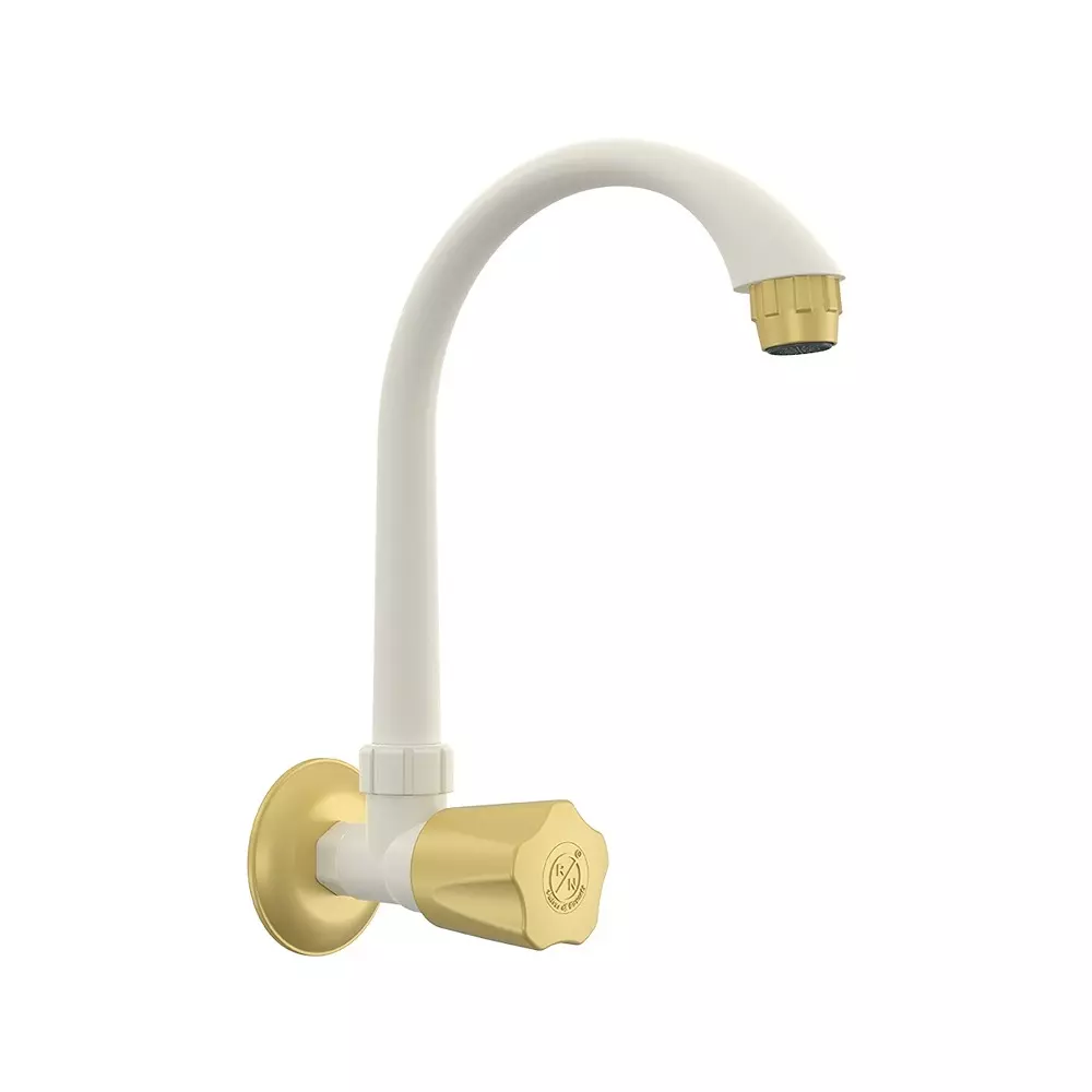 Buy RN Foam Flow Sink Tap Wall Mounted PTMT Ivory Bright Gold 1/2 Inch ...