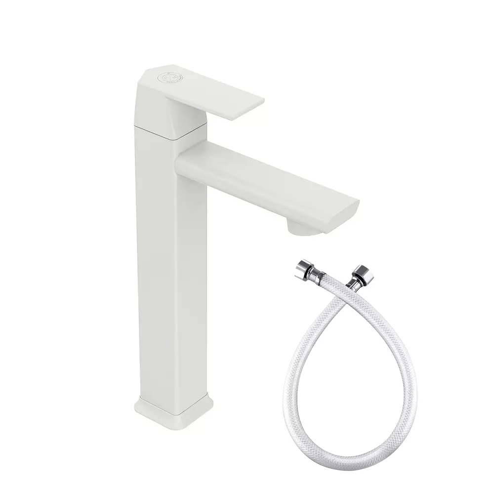 Buy RN Foam Flow Pillar Tap Tall Body With Braided Pipe Kit PTMT White ...