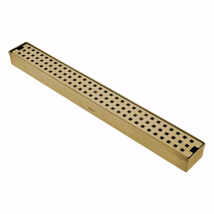 Buy Ruhe 36x2 inch Palo Shower Drain Channel SS-304 PVD Coated Yellow ...