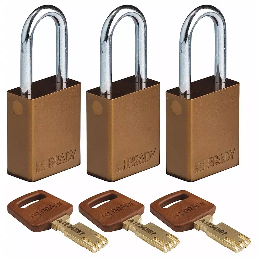 Buy BRADY Lockout Padlock with 3 Keys Aluminum Brown, 55JY30 (Set of 3 ...