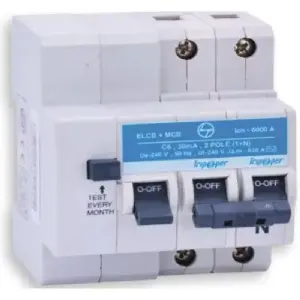 Buy L&T Tripper Double Pole EL+MCB CB9000_ _ _ _O Series, (Pack of 8 ...