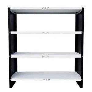 Buy Menage 36x12 Inch 4 Shelf Metal Black and Ivory Solid Metal Rack ...