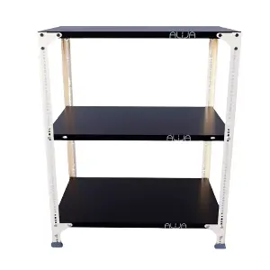 Buy Menage 36x18 Inch 3 Shelf Metal Black and Ivory Slotted Angle Rack ...