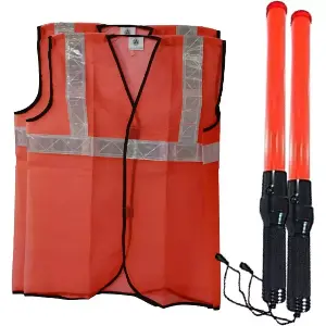 Buy Rahul Professionals Rechargeable Traffic Baton & Reflective Jacket ...